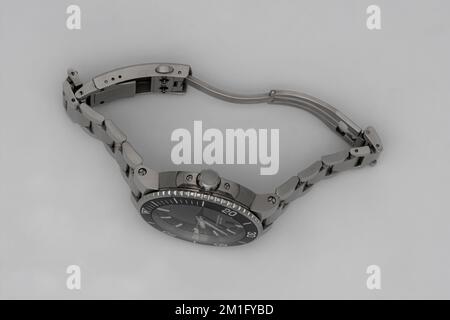 A Swiss made diver watch with steel bracelet, screw down crown, ceramic ...