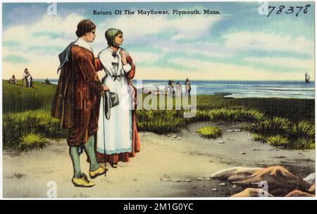 Return of the Mayflower, Plymouth, Mass. , Pilgrims, Tichnor Brothers ...