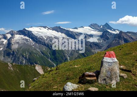 View on Glockner group from the Silesia mountain trail (Höhenweg ...