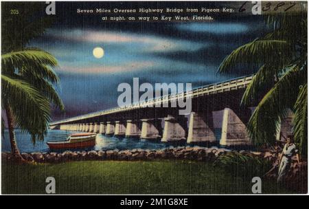 Seven Miles Oversea Highway Bridge from Pigeon Key, at night, on way to ...