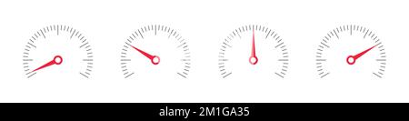 Set of measuring icons. Speedometer or rating meter signs infographic ...