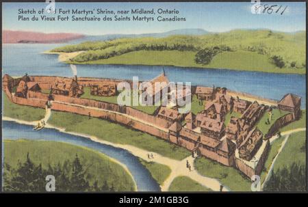 Sketch of Old Fort Martyr's Shrine, near Midland, Ohio - Plan du Vieux ...