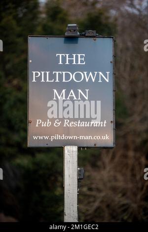 Uckfield, December 1st 2022: The Piltdown Man pub in Piltdown Stock ...