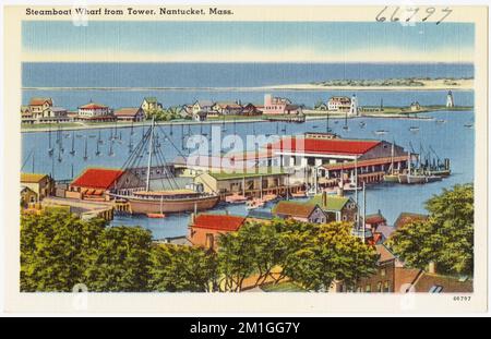 Steamboat Wharf from tower, Nantucket, Mass. , Steamboats, Piers ...