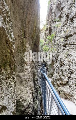 La Yecla Gorge, Burgos Province, Spain. It is a deep and narrow gorge ...