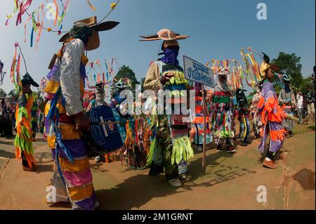 Traditional dance in Beun Duean Hok or Phi Khon Nam Festival,dance of ...