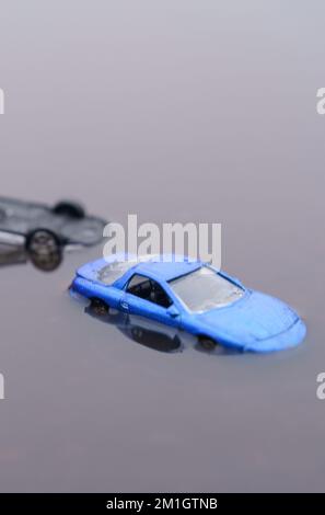 Natural disasters. The car overturned and flooded as a result of the ...