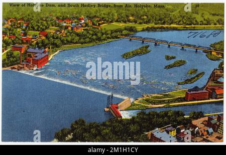 View of Holyoke Dam, and South Hadley Bridge, from air, Holyoke, Mass ...