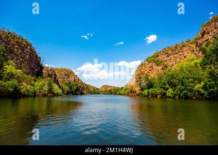 View of the Katherine River and its deep gorge carved through ancient ...