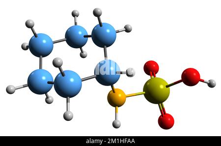 3D image of Cyclamate skeletal formula - molecular chemical structure ...