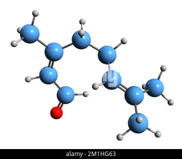 3D image of Citral skeletal formula - molecular chemical structure of ...