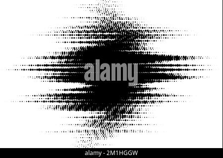 Grunge glitched halftone spot. Distorted comic pop art textured stain ...