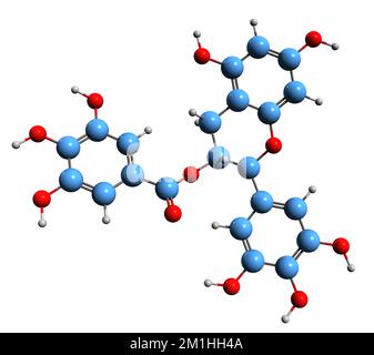 3D image of Catechin skeletal formula - molecular chemical structure of ...