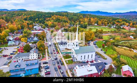 Aerial view of fall foliage, Stowe, Vermont, USA Stock Photo - Alamy