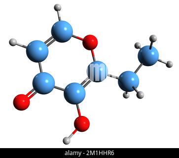 3D image of Pyran skeletal formula - molecular chemical structure of ...