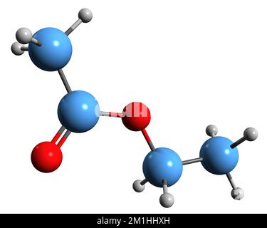 3D image of Ethyl acetate skeletal formula - molecular chemical ...