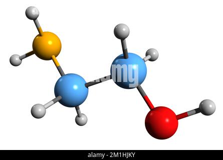 3D image of Ethanolamine skeletal formula - molecular chemical ...