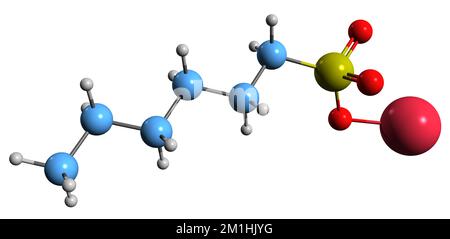 3D image of Hexane skeletal formula - molecular chemical structure of ...