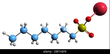 3D image of Heptane skeletal formula - molecular chemical structure of ...
