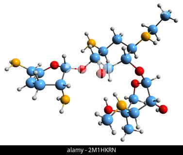 3D image of Gentamicin skeletal formula - molecular chemical structure ...