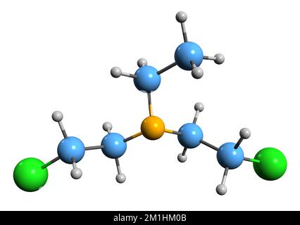 3D image of nitrogen mustard skeletal formula - molecular chemical ...