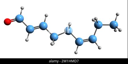 3D image of Nonanal skeletal formula - molecular chemical structure of ...