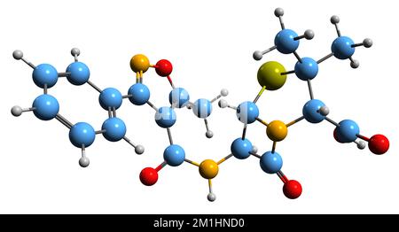 3D image of Penicillin skeletal formula - molecular chemical structure ...