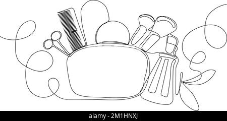 Continuous drawing of one line of scrubbing and body skin care with ...