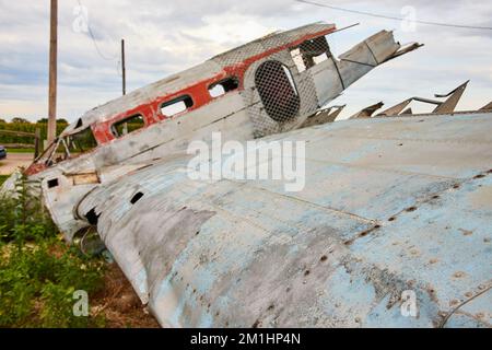 Detail of wing on crashed airplane Stock Photo - Alamy