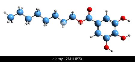 3D image of Gallic acid skeletal formula - molecular chemical structure of trihydroxybenzoic ...