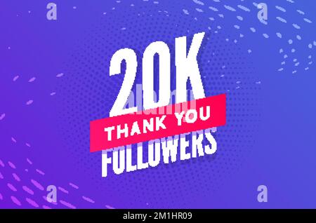 20000 followers vector. Greeting social card thank you followers ...