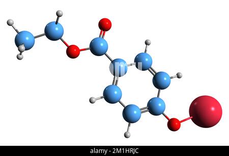 3D image of Hydroxybenzoic acid skeletal formula - molecular chemical ...