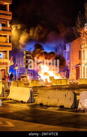 ANNEMASSE, FRANCE - DECEMBER 10, 2022: Violent clash between french ...