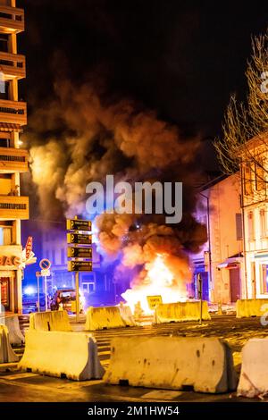 ANNEMASSE, FRANCE - DECEMBER 10, 2022: Violent clash between french ...