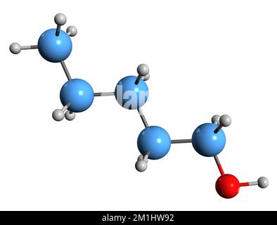 3D image of amyl alcohol skeletal formula - molecular chemical ...