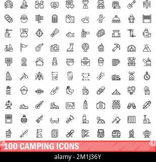 Campsite tourist map icon outline vector. Cabin house location. Holiday ...