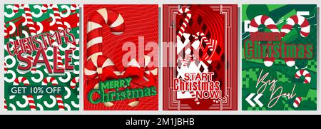 Merry Christmas sale banner template design with Candy Cane. Special ...