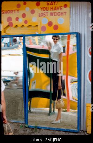 A. Collins in mirror , Amusement parks, Mirrors, Reflections. Edmund L ...