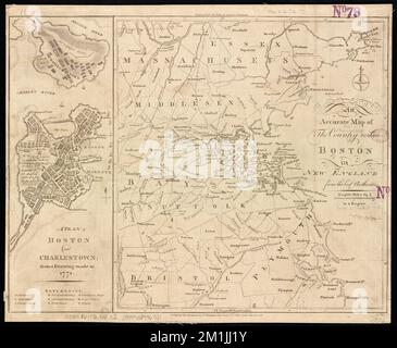 MAP OF BOSTON, Massachusetts, in 1775 showing British military ...