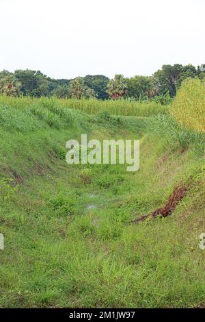 waterway channels earth canal view on field for water passing Stock ...