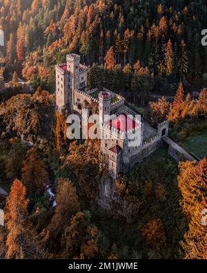 Latzfons, Italy - Aerial view of beautiful Gernstein Castle (Castello ...