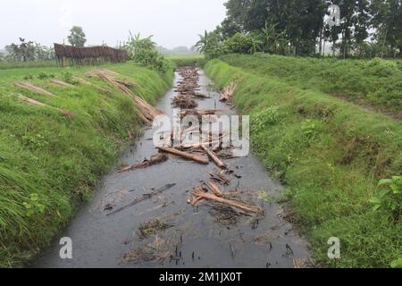 waterway channels earth canal view on field for water passing Stock ...