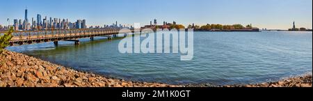 Ellis Island with bridge from Liberty State Park Jersey City New Jersey ...