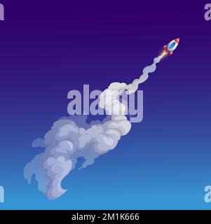 boost rocket smoke trail cartoon vector illustration Stock Vector Image ...