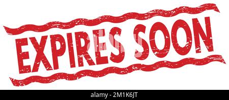 EXPIRES SOON text written on blue-black grungy stamp sign Stock Photo ...