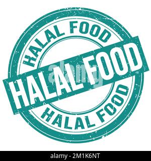 HALAL FOOD text written on red grungy lines stamp sign Stock Photo - Alamy