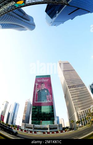 Corniche buildings during the FIFA World Cup Qatar 2022. Doha, Qatar ...