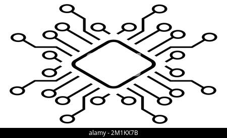 Silhouette of simple isometric schematic chip or component for ...