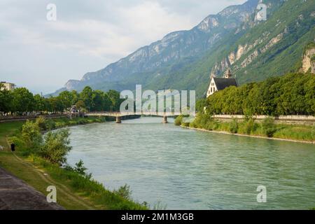 Landscape along the cycleway of the Adige river from Bolzano to Merano ...