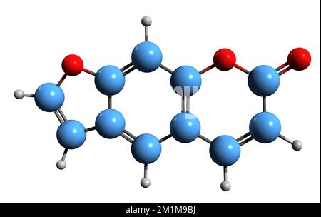 3D image of Psoralen skeletal formula - molecular chemical structure of ...
